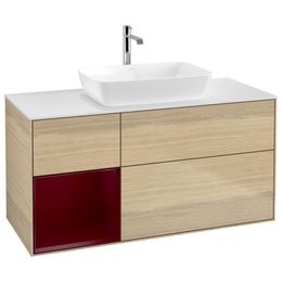Villeroy & Boch Villeroy und Boch Finion Waschtischunterschrank G821HBPC 120cm, Abdeckplatte white matt, Emotion, Regale Peony matt lacquer, Oak Veneer