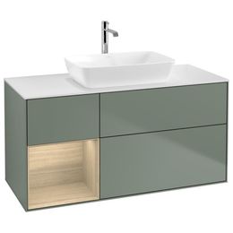 Villeroy & Boch Villeroy und Boch Finion Waschtischunterschrank G821PCGM 120cm, Abdeckplatte white matt, Emotion, Regale Oak Veneer, Olive Matt Lacquer