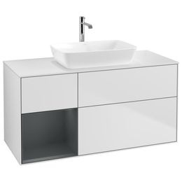 Villeroy & Boch Villeroy und Boch Finion Waschtischunterschrank G821HGMT 120cm, Abdeckplatte white matt, Emotion, Regale Midnight matt lacquer, White matt lacquer