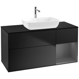 Villeroy & Boch Villeroy und Boch Finion Waschtischunterschrank F832GKPD 120cm, Abdeckplatte black matt, Regale Anthracite matt lacquer, Black matt lacquer