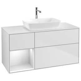 Villeroy & Boch Villeroy und Boch Finion Waschtischunterschrank G821MTMT 120cm, Abdeckplatte white matt, Emotion, Regale White matt lacquer, White matt lacquer
