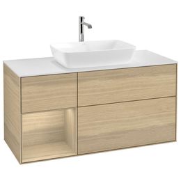 Villeroy & Boch Villeroy und Boch Finion Waschtischunterschrank G821PCPC 120cm, Abdeckplatte white matt, Emotion, Regale Oak Veneer, Oak Veneer