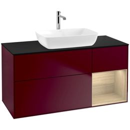 Villeroy & Boch Villeroy und Boch Finion Waschtischunterschrank F832PCHB 120cm, Abdeckplatte black matt, Regale Oak Veneer, Peony Matt