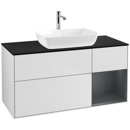 Villeroy & Boch Villeroy und Boch Finion Waschtischunterschrank F832HGMT 120cm, Abdeckplatte black matt, Regale Midnight matt lacquer, White matt lacquer