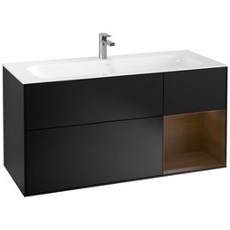 Villeroy & Boch Villeroy und Boch Finion Waschtischunterschrank F070GNPD 119,6x59,1cm, Regal rechts Walnut veneer, Black matt lacquer