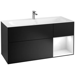 Villeroy & Boch Villeroy und Boch Finion Waschtischunterschrank F070GFPD 119,6x59,1cm, Regal rechts Glossy white lacquer, Black matt lacquer