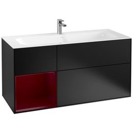 Villeroy & Boch Villeroy und Boch Finion Waschtischunterschrank F060HBPD 119,6x59,1cm, Regal links Peony, Black matt lacquer