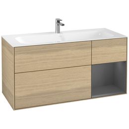 Villeroy & Boch Villeroy und Boch Finion Waschtischunterschrank F070GKPC 119,6x59,1cm, Regal rechts Anthracite matt, Oak Veneer