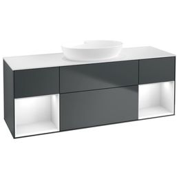 Villeroy & Boch Villeroy und Boch Finion Waschtischunterschrank FD01GFHG 120cm, Abdeckplatte white matt, Regale Glossy white lacquer, Midnight Blue Matt Lacquer