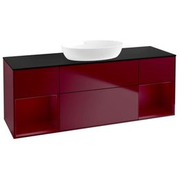 Villeroy & Boch Villeroy und Boch Finion Waschtischunterschrank FD02HBHB 120cm, Abdeckplatte black matt, Regale Peony matt lacquer, Peony Matt