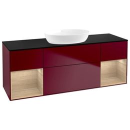 Villeroy & Boch Villeroy und Boch Finion Waschtischunterschrank FD02PCHB 120cm, Abdeckplatte black matt, Regale Oak Veneer, Peony Matt