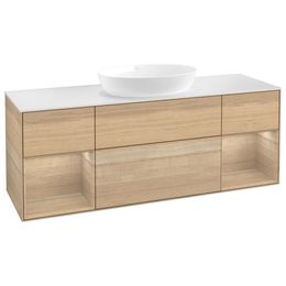 Villeroy & Boch Villeroy und Boch Finion Waschtischunterschrank FD01PCPC 120cm, Abdeckplatte white matt, Regale Oak Veneer, Oak Veneer