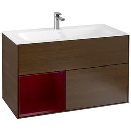 Villeroy & Boch Villeroy und Boch Finion Waschtischunterschrank G030HBGN 99,6x59,1cm, Wandbeleuchtung, Regal links Peony, Walnut veneer