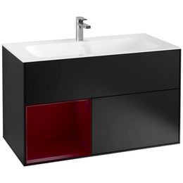 Villeroy & Boch Villeroy und Boch Finion Waschtischunterschrank G030HBPD 99,6x59,1cm, Wandbeleuchtung, Regal links Peony, Black matt lacquer