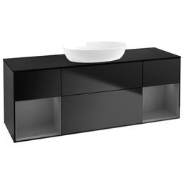 Villeroy & Boch Villeroy und Boch Finion Waschtischunterschrank GD02GKPD 120cm, Abdeckplatte black matt, Emotion, Regale Anthracite matt lacquer, Black matt lacquer