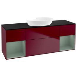 Villeroy & Boch Villeroy und Boch Finion Waschtischunterschrank GD02GMHB 120cm, Abdeckplatte black matt, Emotion, Regale Olive matt lacquer, Peony Matt