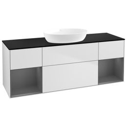 Villeroy & Boch Villeroy und Boch Finion Waschtischunterschrank GD02GKMT 120cm, Abdeckplatte black matt, Emotion, Regale Anthracite matt lacquer, White matt lacquer