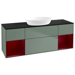 Villeroy & Boch Villeroy und Boch Finion Waschtischunterschrank GD02HBGM 120cm, Abdeckplatte black matt, Emotion, Regale Peony matt lacquer, Olive Matt Lacquer