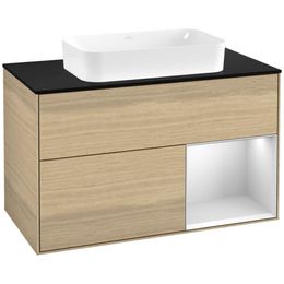 Villeroy & Boch Villeroy und Boch Finion Waschtischunterschrank G662MTPC 100x60,3x50,1cm, Regal rechts White matt lacquer, Oak Veneer