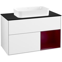 Villeroy & Boch Villeroy und Boch Finion Waschtischunterschrank G662HBGF 100x60,3x50,1cm, Regal rechts Peony, Glossy white lacquer