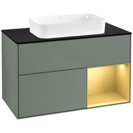 Villeroy & Boch Villeroy und Boch Finion Waschtischunterschrank G662HFGM 100x60,3x50,1cm, Regal rechts Gold matt, Olive Matt Lacquer