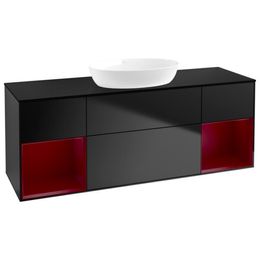 Villeroy & Boch Villeroy und Boch Finion Waschtischunterschrank GD02HBPD 120cm, Abdeckplatte black matt, Emotion, Regale Peony matt lacquer, Black matt lacquer