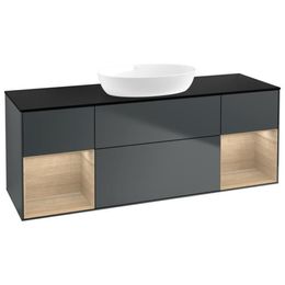 Villeroy & Boch Villeroy und Boch Finion Waschtischunterschrank GD02PCHG 120cm, Abdeckplatte black matt, Emotion, Regale Oak Veneer, Midnight Blue Matt Lacquer