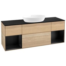 Villeroy & Boch Villeroy und Boch Finion Waschtischunterschrank GD02PDPC 120cm, Abdeckplatte black matt, Emotion, Regale Black matt lacquer, Oak Veneer
