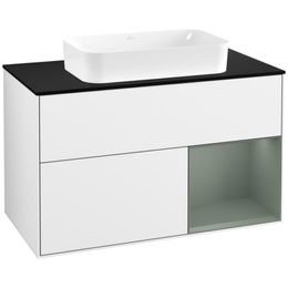Villeroy & Boch Villeroy und Boch Finion Waschtischunterschrank G662GMGF 100x60,3x50,1cm, Regal rechts Olive Matt Lacquer, Glossy white lacquer