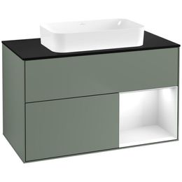 Villeroy & Boch Villeroy und Boch Finion Waschtischunterschrank G662GFGM 100x60,3x50,1cm, Regal rechts Glossy white lacquer, Olive Matt Lacquer