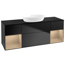 Villeroy & Boch Villeroy und Boch Finion Waschtischunterschrank GD02PCPD 120cm, Abdeckplatte black matt, Emotion, Regale Oak Veneer, Black matt lacquer