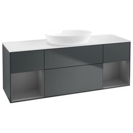 Villeroy & Boch Villeroy und Boch Finion Waschtischunterschrank GD01GKHG 120cm, Abdeckplatte white matt, Emotion, Regale Anthracite matt lacquer, Midnight Blue Matt Lacquer