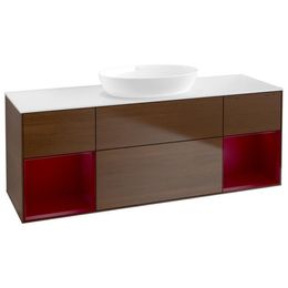 Villeroy & Boch Villeroy und Boch Finion Waschtischunterschrank GD01HBGN 120cm, Abdeckplatte white matt, Emotion, Regale Peony matt lacquer, Walnut veneer