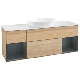 Villeroy & Boch Villeroy und Boch Finion Waschtischunterschrank GD01HGPC 120cm, Abdeckplatte white matt, Emotion, Regale Midnight matt lacquer, Oak Veneer