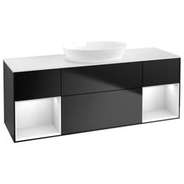 Villeroy & Boch Villeroy und Boch Finion Waschtischunterschrank GD01MTPD 120cm, Abdeckplatte white matt, Emotion, Regale White matt lacquer, Black matt lacquer