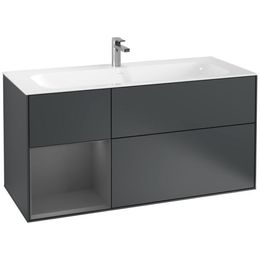 Villeroy & Boch Villeroy und Boch Finion Waschtischunterschrank G060GKHG 119,6x59,1cm, Emotion, Regal links Anthracite matt, Midnight Blue Matt Lacquer