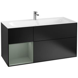 Villeroy & Boch Villeroy und Boch Finion Waschtischunterschrank G060GMPD 119,6x59,1cm, Emotion, Regal links Olive Matt Lacquer, Black matt lacquer