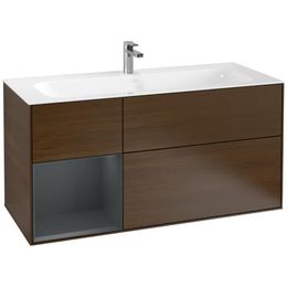 Villeroy & Boch Villeroy und Boch Finion Waschtischunterschrank G060HGGN 119,6x59,1cm, Emotion, Regal links Midnight Blue Matt Lacquer, Walnut veneer