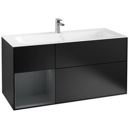 Villeroy & Boch Villeroy und Boch Finion Waschtischunterschrank G060HGPD 119,6x59,1cm, Emotion, Regal links Midnight Blue Matt Lacquer, Black matt lacquer