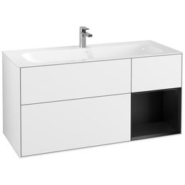 Villeroy & Boch Villeroy und Boch Finion Waschtischunterschrank G070PDGF 119,6x59,1cm, Emotion, Regal rechts Black matt lacquer, Glossy white lacquer