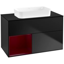 Villeroy & Boch Villeroy und Boch Finion Waschtischunterschrank G652HBPD 100x60,3x50,1cm, Regal links Peony, Black matt lacquer