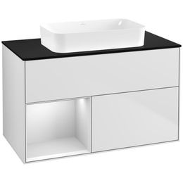 Villeroy & Boch Villeroy und Boch Finion Waschtischunterschrank G652MTMT 100x60,3x50,1cm, Regal links White matt lacquer, White matt lacquer