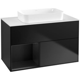 Villeroy & Boch Villeroy und Boch Finion Waschtischunterschrank G651PDPD 100x60,3x50,1cm, Regal links Black matt lacquer, Black matt lacquer