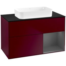 Villeroy & Boch Villeroy und Boch Finion Waschtischunterschrank F662GKHB 100x60,3x50,1cm, Regal rechts Anthracite matt, Peony Matt