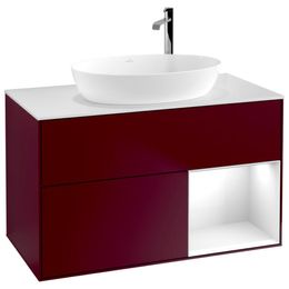 Villeroy & Boch Villeroy und Boch Finion Waschtischunterschrank G901GFHB 100cm, Abdeckplatte white matt, Emotion, Regale Glossy white lacquer, Peony Matt