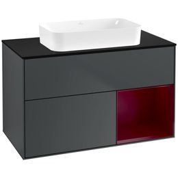 Villeroy & Boch Villeroy und Boch Finion Waschtischunterschrank F662HBHG 100x60,3x50,1cm, Regal rechts Peony, Midnight Blue Matt Lacquer