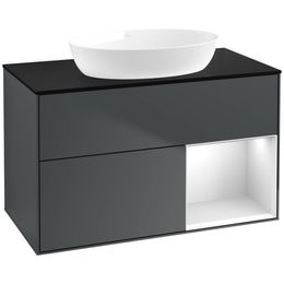 Villeroy & Boch Villeroy und Boch Finion Waschtischunterschrank FA22MTHG 100cm, Abdeckplatte black matt, Regale White matt lacquer, Midnight Blue Matt Lacquer