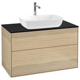 Villeroy & Boch Villeroy und Boch Finion Waschtischunterschrank G76200PC 100x60,3cm, Emotion, Abdeckplatte black matt, Oak Veneer