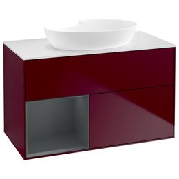 Villeroy & Boch Villeroy und Boch Finion Waschtischunterschrank GA11HGHB 100cm, Abdeckplatte white matt, Emotion, Regale Midnight matt lacquer, Peony Matt