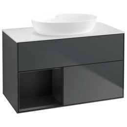 Villeroy & Boch Villeroy und Boch Finion Waschtischunterschrank GA11PDHG 100cm, Abdeckplatte white matt, Emotion, Regale Black matt lacquer, Midnight Blue Matt Lacquer